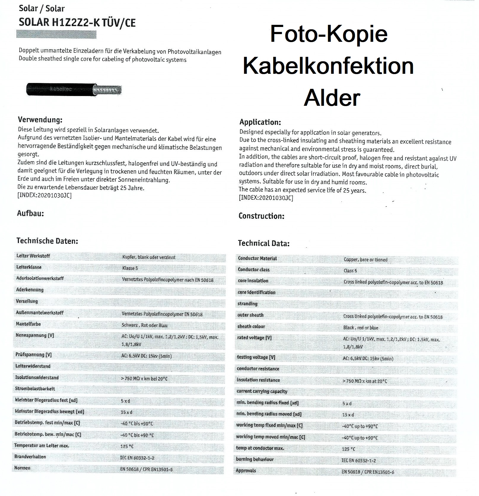 Solarkabel 6mm2 MC4 konfektioniert für Photovoltaik